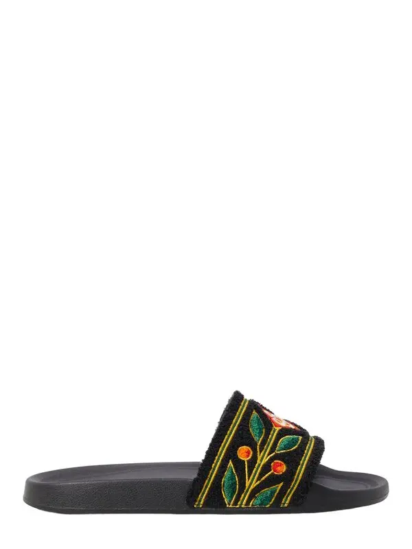 Casablanca Embroidered Terry Slides - Black