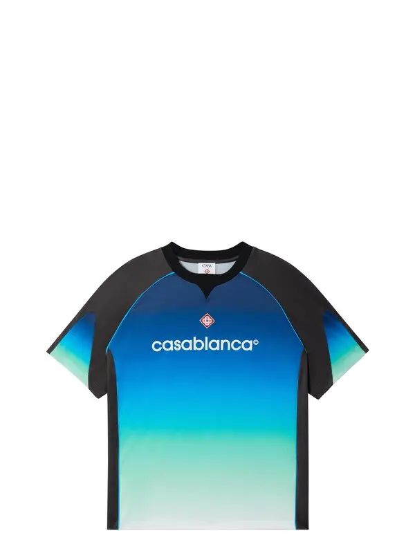 Casablanca Blue & Gradient Short Sleeve Football Shirt - Green