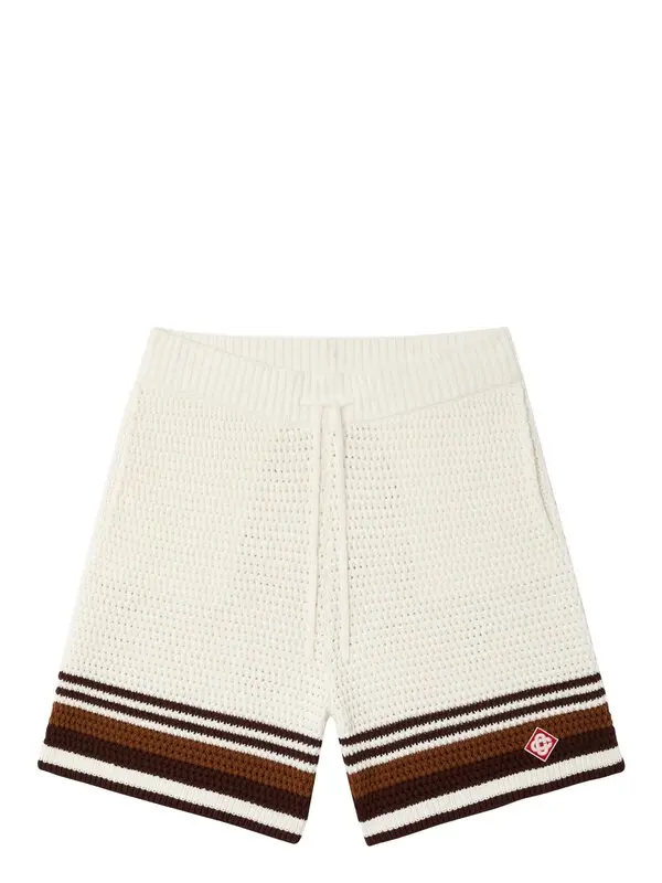 Casablanca Crochet Tennis Stripe Shorts - White