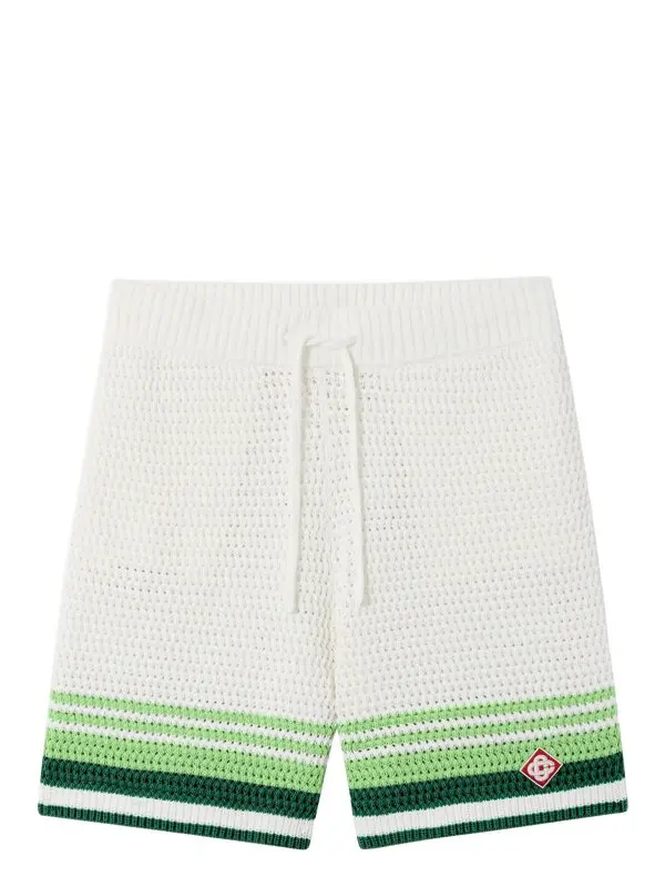 Casablanca Tennis Stripe Crochet Shorts - Green