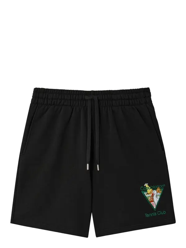 Casablanca Tennis Club Embroidered Sweatshorts - Black