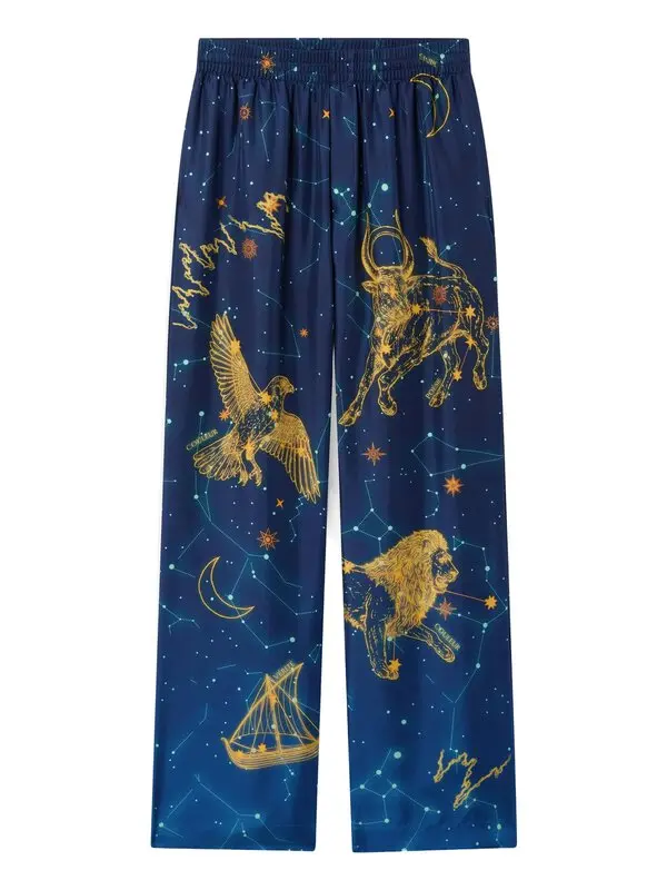 Casablanca Astrology Silk Twill Trousers - Blue