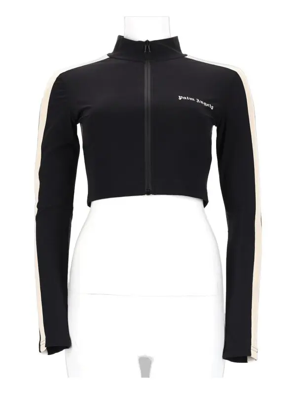 Palm Angels Cropped Training Jacket With Logo - Black