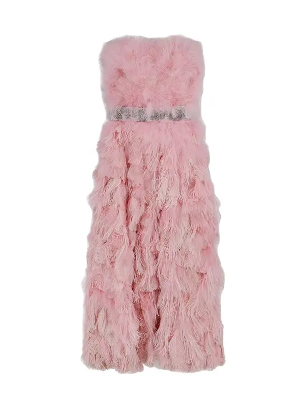 Dolce & Gabbana Feather Embellished Silk Dress - Multicolor