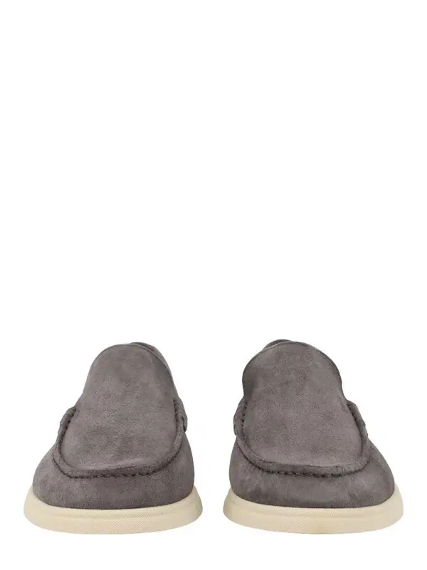 BOSS Suede Mocassins With Logo Detailing - Gray