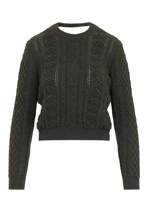 JIL SANDER Cable-knit Cropped Wool Sweater - Green