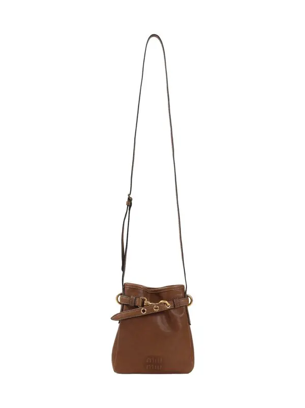 Miu Miu Nappa Leather Pouch With Adjustable Strap - Brown