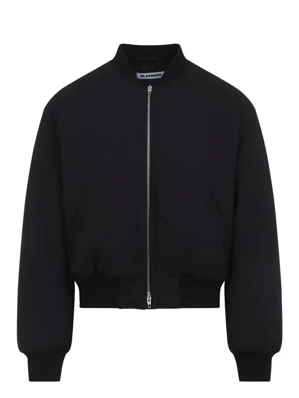 JIL SANDER Cropped Bomber Jacket - Black