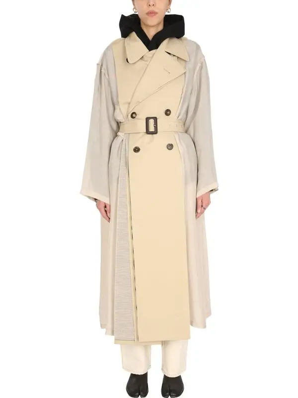 MAISON MARGIELA Two-material Trench Coat - Cream
