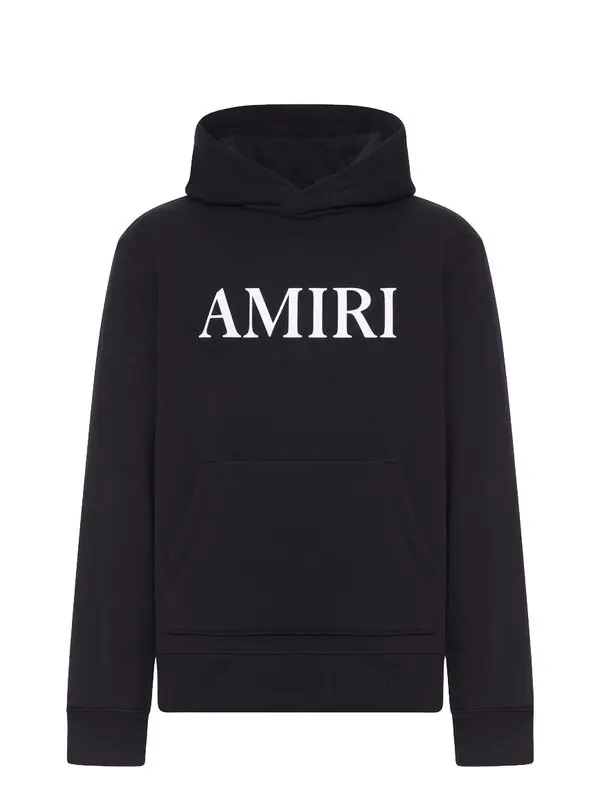 Amiri Cotton Hoodie With Front Logo - Black