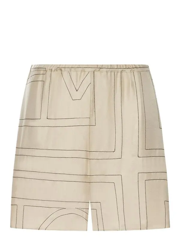TOTEME Monogram Silk Shorts - Cream