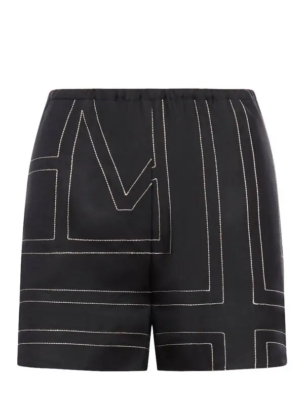 TOTEME Silk Monogram Shorts - Black