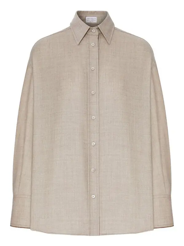 Brunello Cucinelli Classic Cashmere Shirt - Cream
