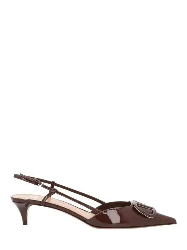 Valentino Garavani Sling Back Vlogo Signature Leather Heels - Brown