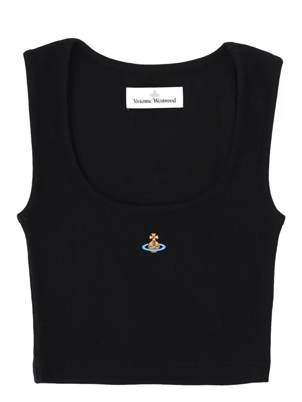 VIVIENNE WESTWOOD Cropped Ribbed Tank Top - Black