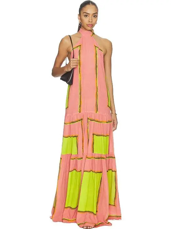 Silvia Tcherassi Printed Maxi Dress - Neon Blossom