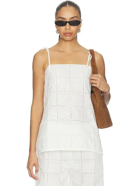 Faithfull The Brand Mora Top With Eyelet Detail - Handkerchief Broderie White