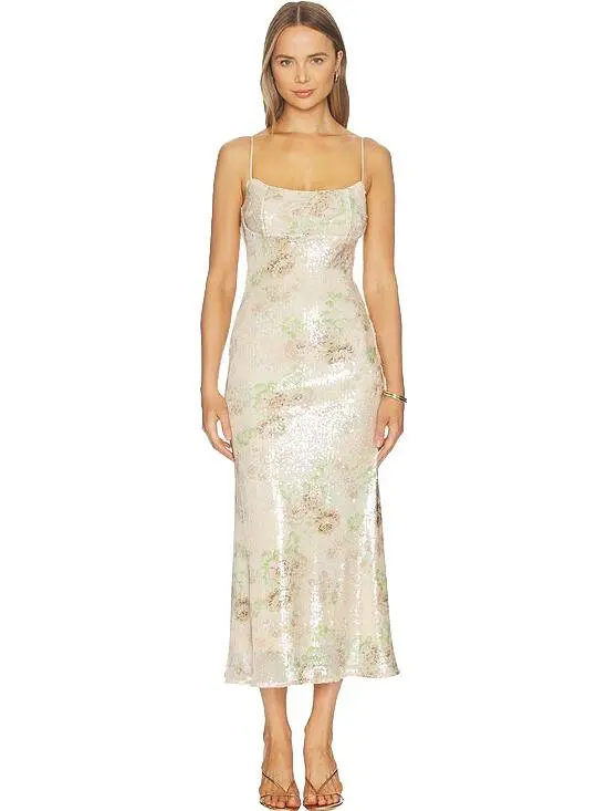 Bardot Adoni Sequin Mesh Midi Dress - Biege