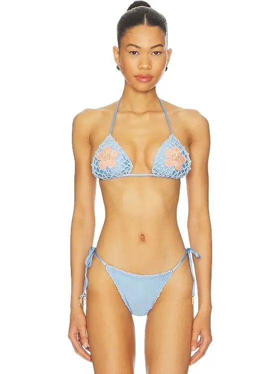 CAPITTANA Missy Flowers Bikini Top - Blue