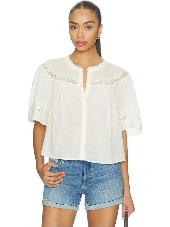 Paige Pasadena Blouse With Lace Trim - Ivory