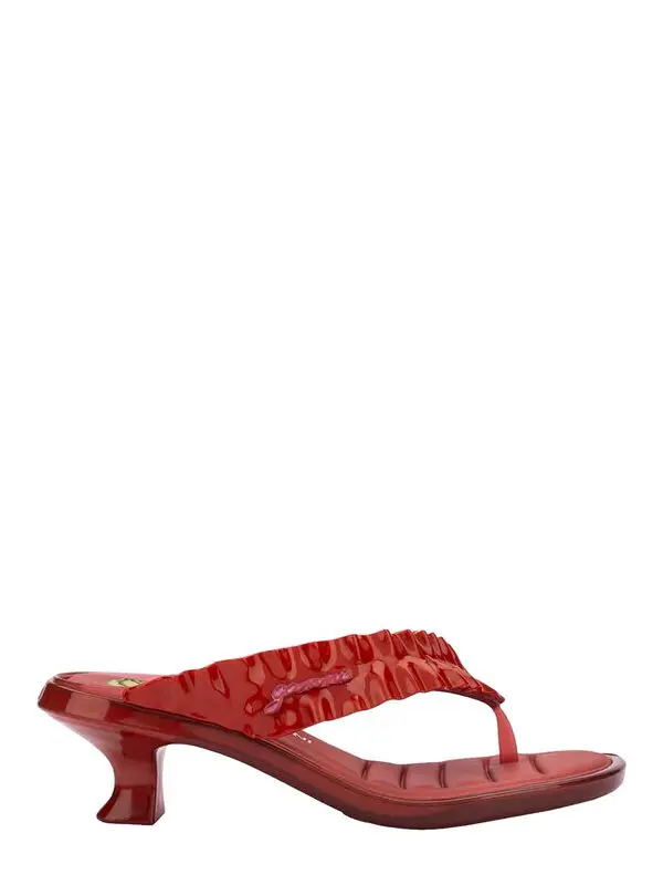 Melissa X Ganni Thong Kitten Heel Sandals - Red