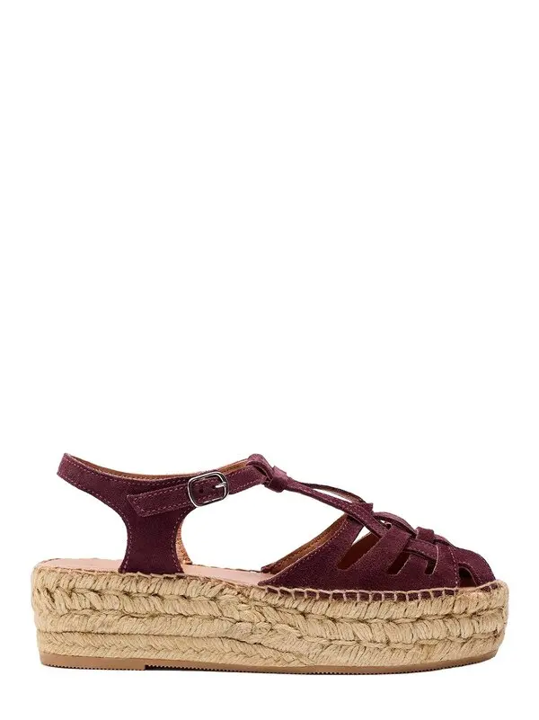 NAGUISA Bemol Eggplant Espadrille Sandals With Buckle Ankle Strap - Purple