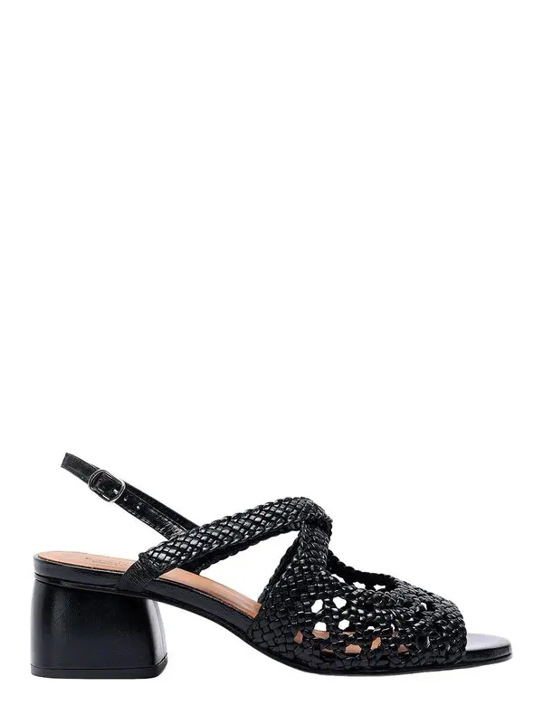 NAGUISA Uga Rounded Sandals With Woven Goatskin - Black