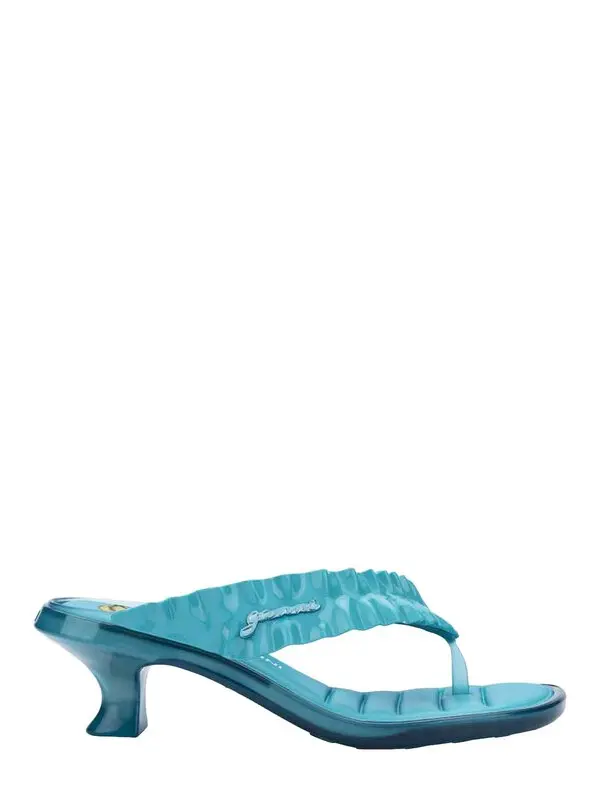 Melissa X Ganni Thong Kitten Heel Sandals - Blue
