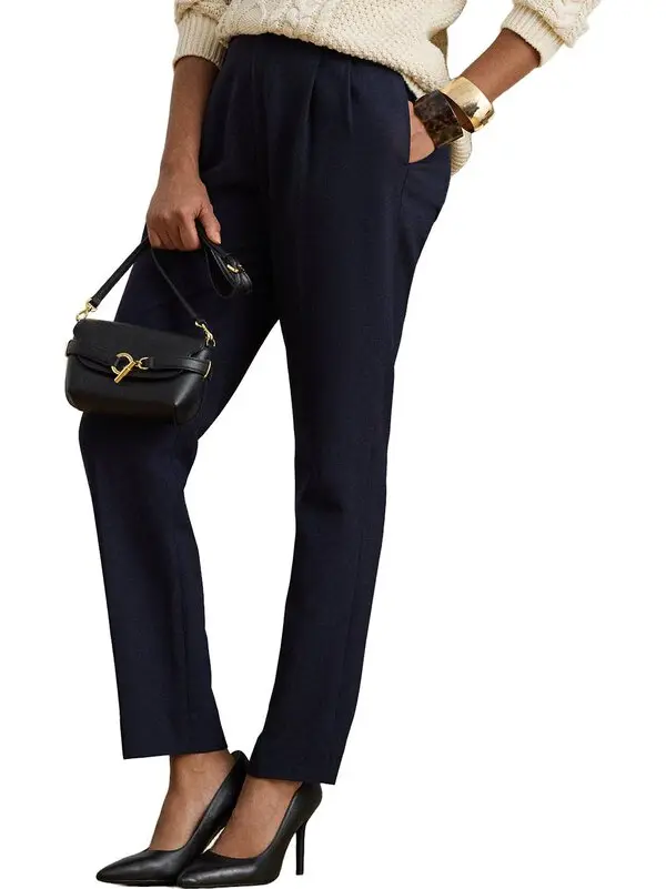 Ralph Lauren Pleated Tricotine Tapered Wool-blend Pants - Lauren Navy