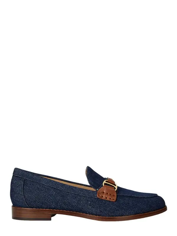 Ralph Lauren Tasha Leather-trimmed Denim Loafer - Vayra Wash/lauren Tan