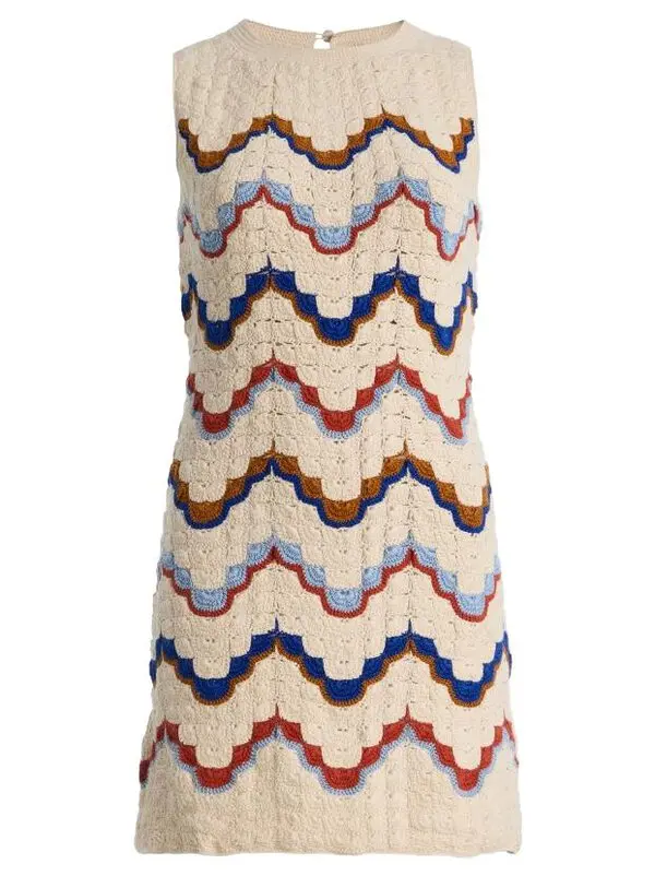 Escvdo Alma Crocheted Cotton Mini Dress - Ivory