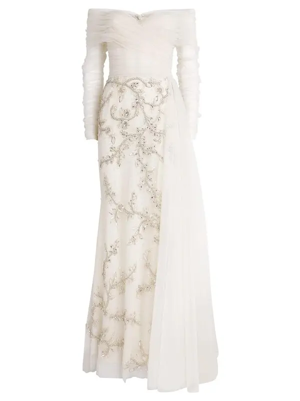 Zuhair Murad Off-the-shoulder Embroidered Gown - Ivory