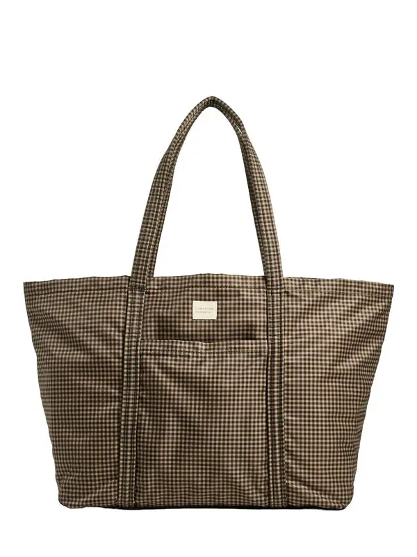 LOEFFLER RANDALL Dina Checkered Tote Bag - Brown/black Check