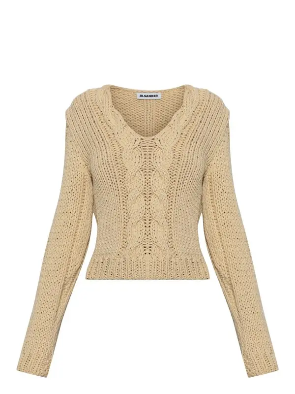 JIL SANDER Wool Sweater With Decorative Knit - Yellow