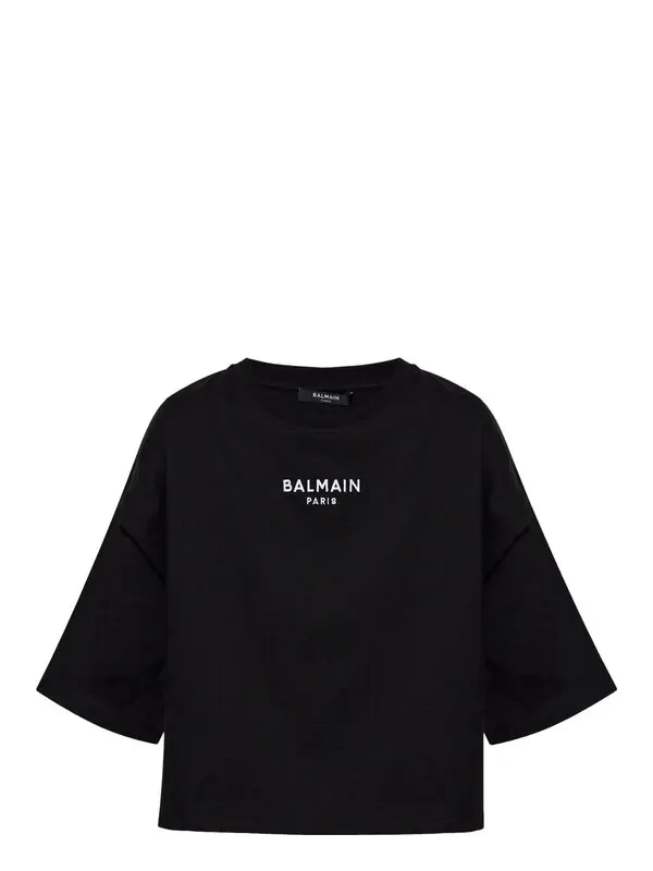 Balmain Short Sleeve Embroidered Logo T-shirt - Black