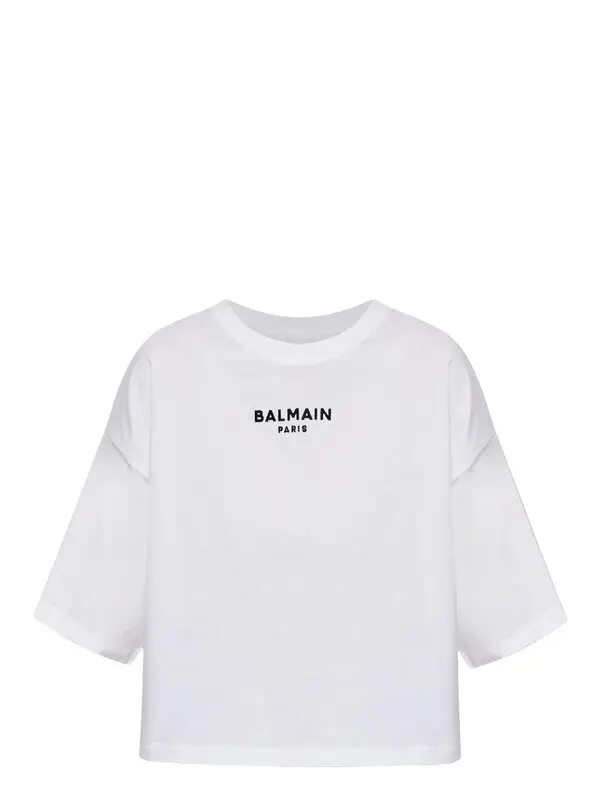 Balmain Cropped T-shirt With Embroidered Logo - White