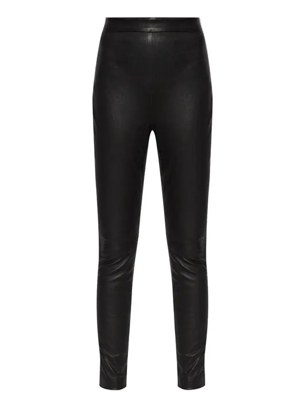Balmain High-waisted Leather Trousers - Black