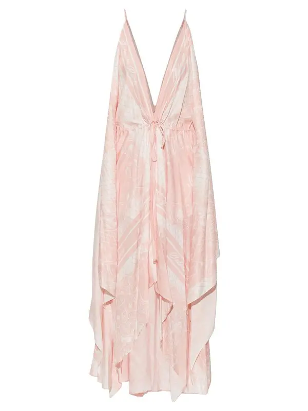 Balmain Asymmetrical Strappy Midi Dress - Pink
