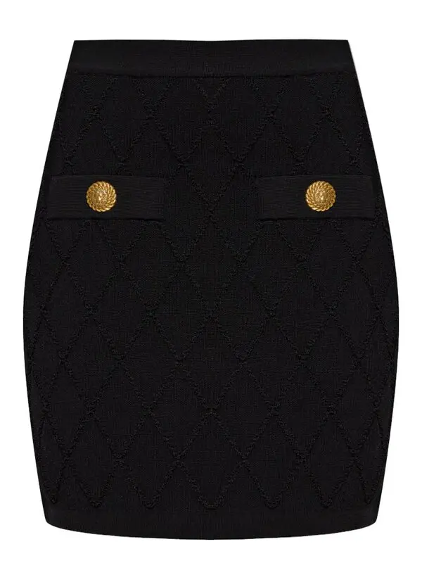 Balmain Fitted High-rise Mini Skirt With Decorative Pockets - Black