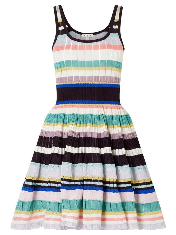 Alaïa Tiered Pointelle-knit Mini Dress - Multi