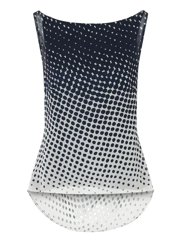 Christopher John Rogers Halftone Wiggle Dot Printed Crinkled-chiffon Top - Black