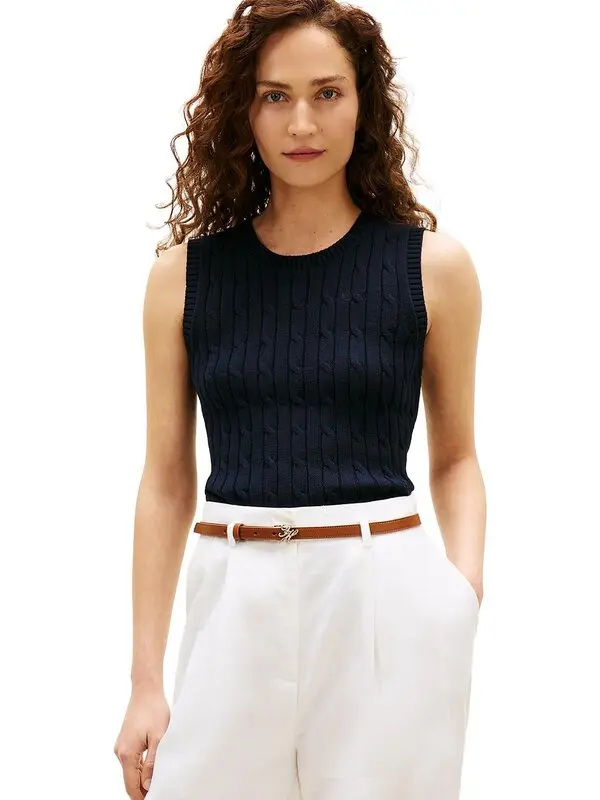 Tommy Hilfiger Cable Knit Sweater Vest - Navy
