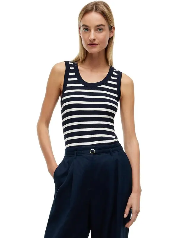 Tommy Hilfiger Stripe Rib-knit Tank Top - Navy / Rich Cream Stripe