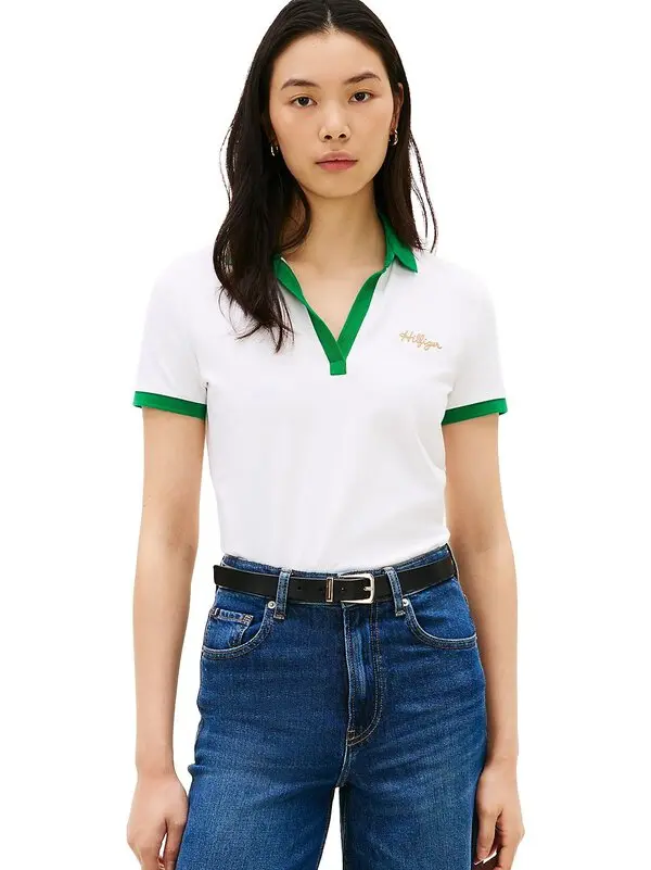 Tommy Hilfiger Embroidered Script Logo Polo - Optic White