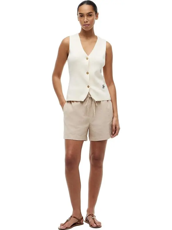 Tommy Hilfiger Linen-cotton Blend Pull-on Shorts - Clayed Pebble