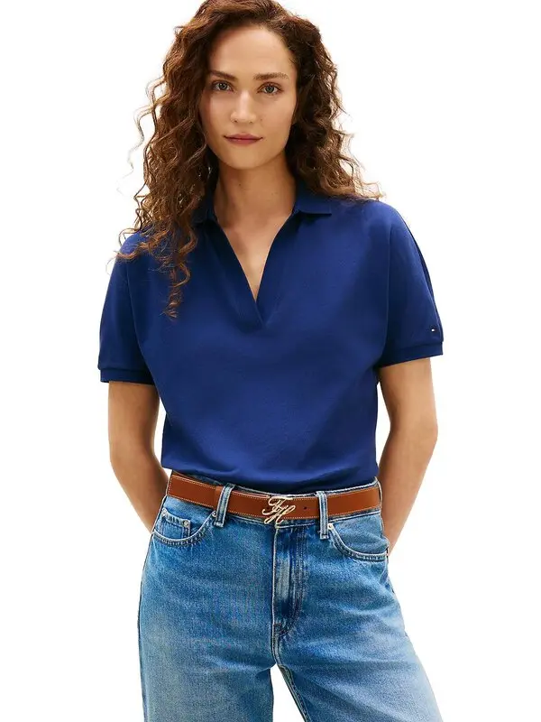 Tommy Hilfiger Relaxed Fit Stretch Pique Polo - Preppy Navy