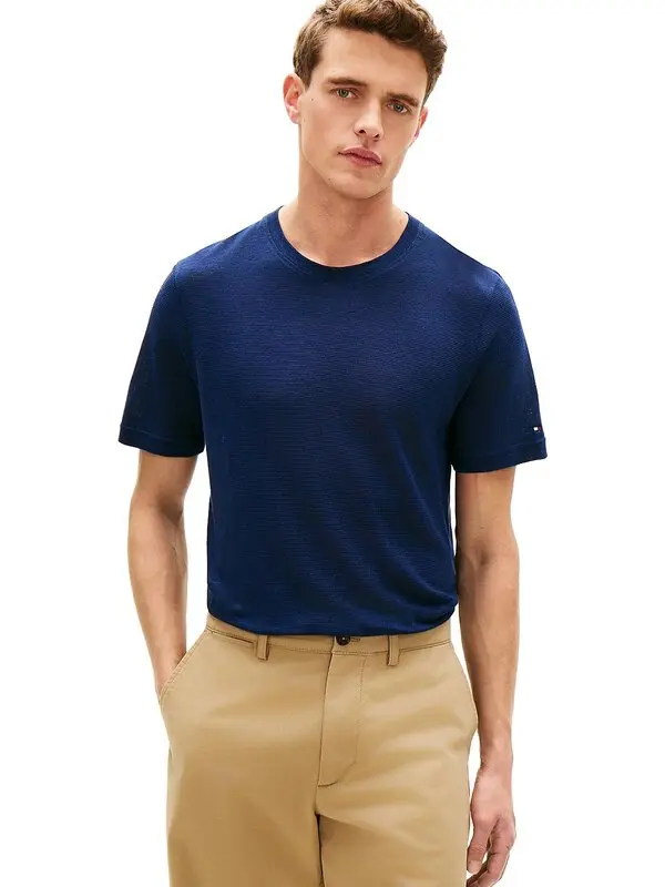 Tommy Hilfiger New York Label Cotton-linen T-shirt - Navy