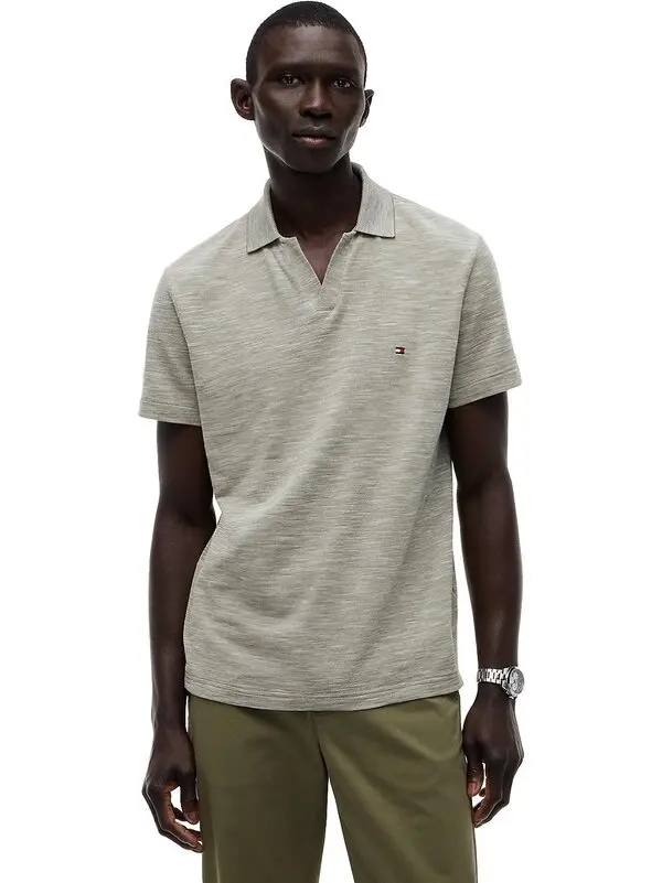 Tommy Hilfiger Regular Fit Textured Oxford Slub Polo Green - Dark Artichoke