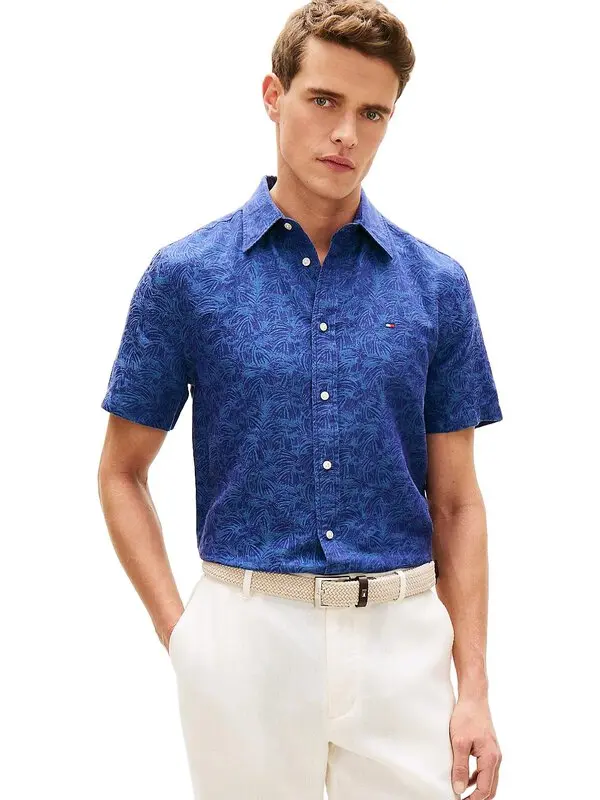 Tommy Hilfiger Palm Print Jacquard Shirt - Navy