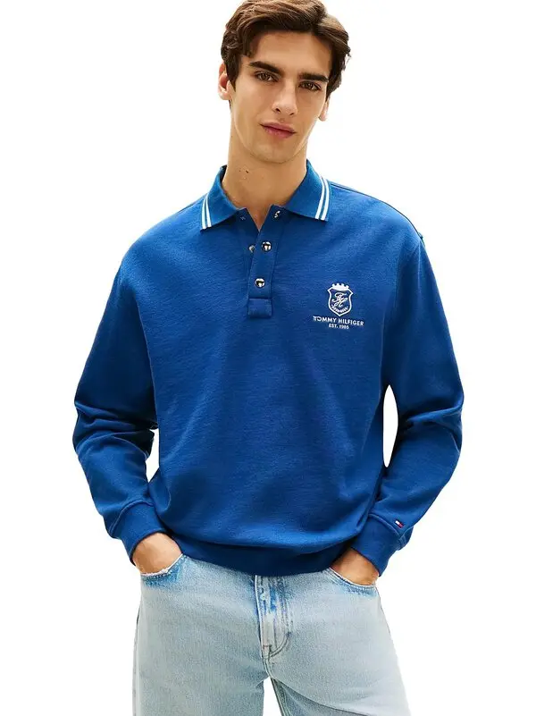 Tommy Hilfiger Monogram Crest Rugby Polo Sweatshirt - Blue